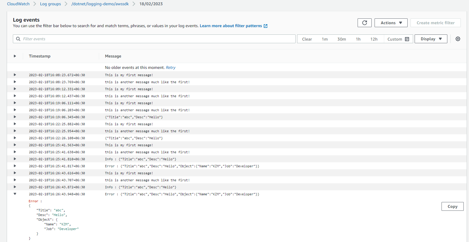 AWS Cloud Watch Logging – Kyaw Zay Moore